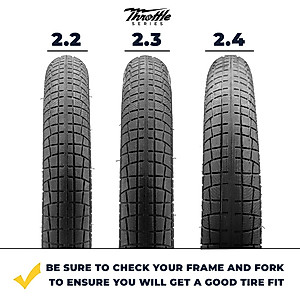 Eastern Bikes Throttle 20 inch BMX Tires Available with or Without Tubes, 2.2, 2.3 and 2.4 Inch Widths, White or Yellow Logo. (2.2" Yellow Logo, 2 Pack with Tubes)