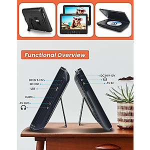 FANGOR 10.5'' Car DVD Player Dual, Portable DVD Player for Car with 5 Hours Rechargeable Battery, Two Mounting Brackets, Support USB/SD, AV Out & in, Last Memory, (1 Player + 1 Monitor)