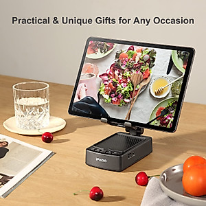 Gifts for Men Women, Phone Stand with Bluetooth Speaker BT5.3, Gifts for Him Dad Who have everything, Phone Holder with Wireless Speaker for iPhone/Android/Tablet, Tech Gadgets,Birthday Gifts for Men