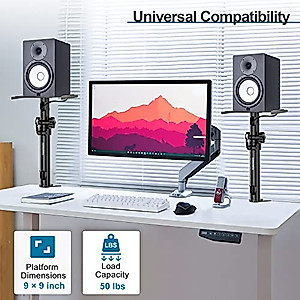 Vondynote Set of 2 Studio Monitor Stands Desktop Clamp Speaker Stands Bookshelf Speaker Stands with Cable Management
