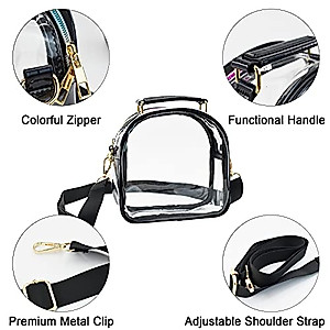 Enkrio Clear Bag Stadium Approved Clear Purses for Women Stadium with Adjustable Strap Clear Crossbody Bag for Concerts Sports Events Festivals (Black)