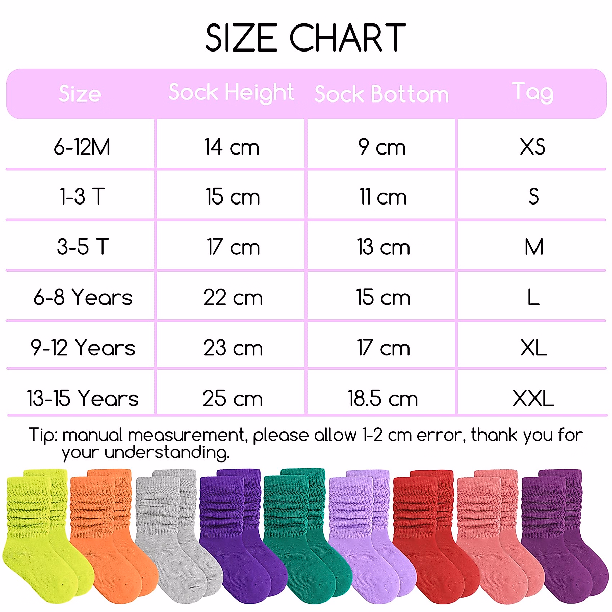 Auranso Girl Knee High Cotton Socks 9 Pairs Girls Long Crew Socks Color D 3-5T