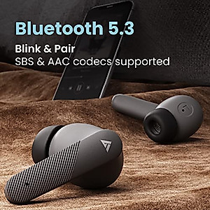 Boult Z35 Earbuds with 32H Playtime, ENC Noise Cancelling mic, Type-C Fast Charging, IPX7 Waterproof 45ms Low Latency Gaming Earbuds Latest Bluetooth 5.3 Wireless Headphones Ear Buds (Graphite Black)