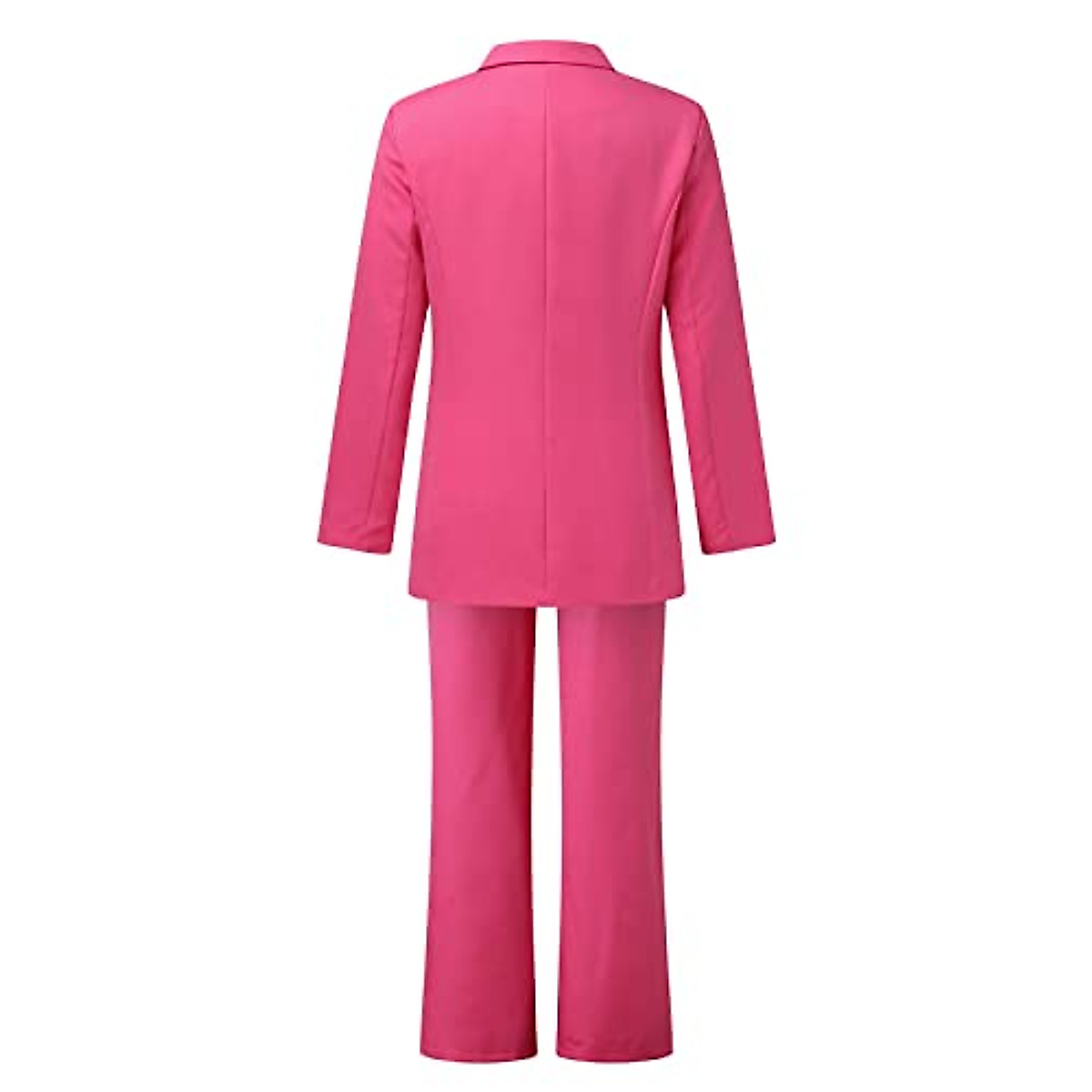 Pink Blazer for Women Casual Solid Long Sleeve Suit Button Coat High Waist Long Pant 16 Piece Set Womens Jacket and Pants