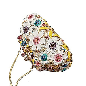 UMREN Women Vintage Flower Rhinestone Clutch Crystal Evening Bag Purse Wedding Cocktail Bag Purple