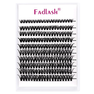 Fadlash DIY Lash Cluster individual Eyeslash Extension Volume Lash Clusters Thick Band Wispy Natural Eyelash Extension,Large Tray (40D-0.07-D, 8-16mm)