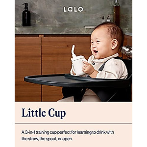 Lalo Little Cup, Non-Toxic Silicone Straw Cup with Handles - Baby and Toddler Sippy Cup - Mini Cup and Straw Training System, 4oz, Blueberry