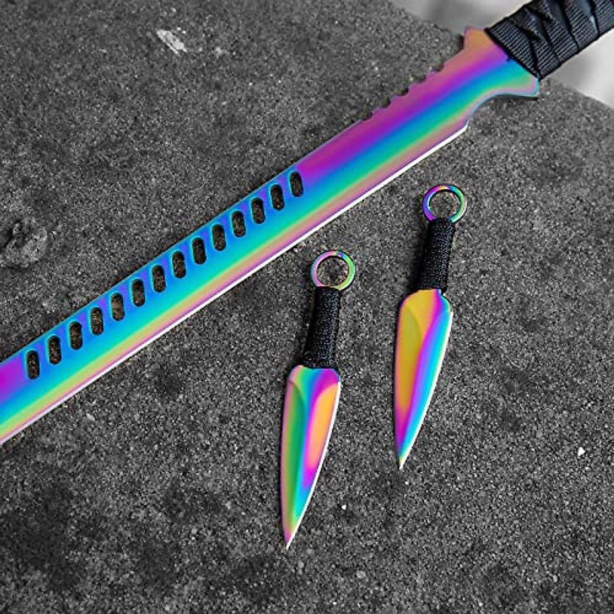 DISPATCH Full Tang Tactical Katana Ninja Sword Machete Fixed Blade Combat Stainless Steel Blade with Sheath for Hunting, Outdoor Camping, Survival