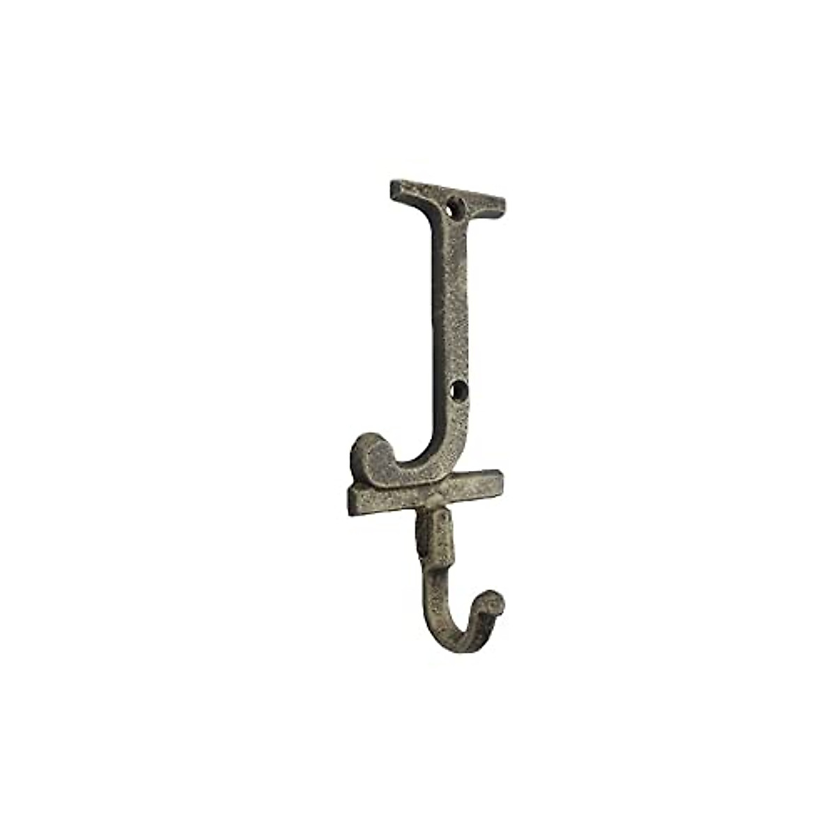 Handcrafted Nautical Decor Rustic Gold Cast Iron Letter J Alphabet Wall Hook 6"