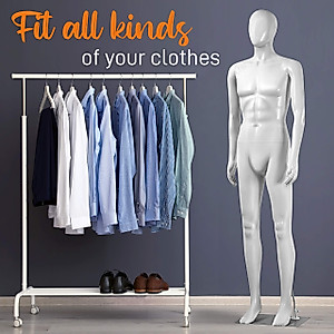 SereneLife 73" Tall Full-Body Male Mannequin With Adjustable Head, Flexible Limbs And Detachable Design, Perfect For Clothing Stores, Boutiques, Exhibitions And More