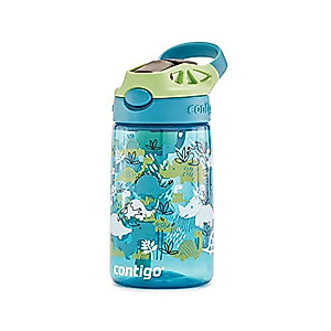 Contigo Kids Water Bottle, 14 oz with Autospout Technology – Spill Proof, Easy-Clean Lid Design – Ages 3 Plus, Top Rack Dishwasher Safe – Dinos