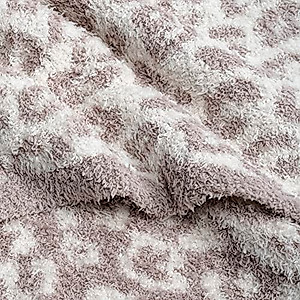 Super Soft Plush Leopard Blanket for Couch Lightweight Warm Fluffy Reversible Cheetah Throw Blanket for Sofa Bed Travel, Cream