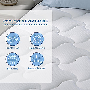 Queen Mattress, Medium Firm Feel, 12 Inch in a Box, Hybrid Memory Foam Pocketed Coil, Pillow Top Cotton Blend Cover, Pressure Relief Breathable, CertiPUR-US
