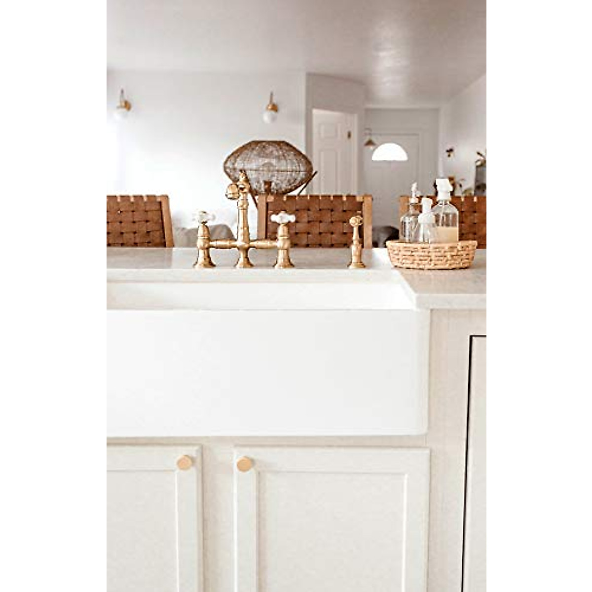 Kingston Brass KS7277PXBS English Country 8" Bridge Kitchen Faucet with Sprayer, Brushed Brass