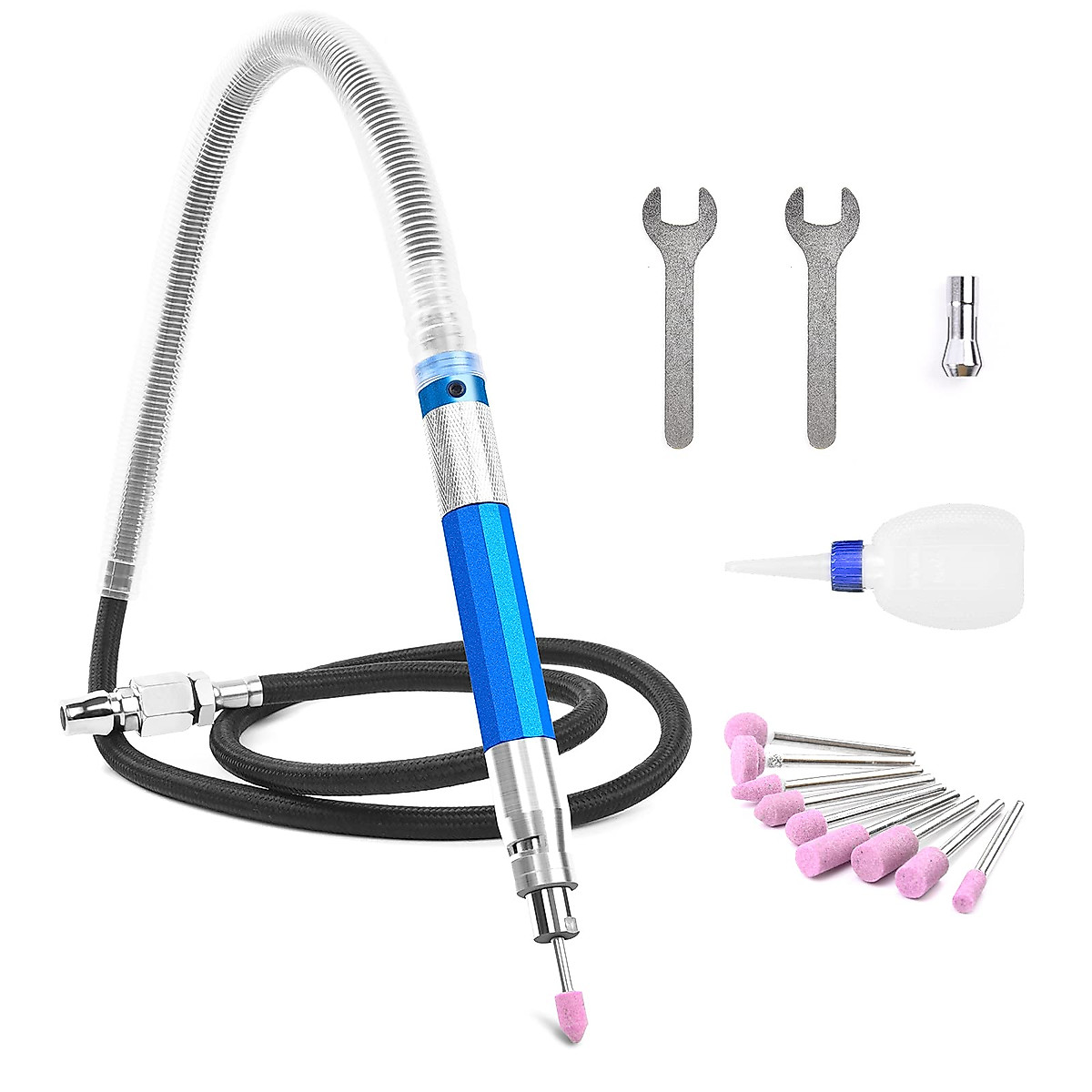 YON.SOU. 18Pcs Pencil Die Grinder Air Tool 1/8" Pneumatic Engraving Pen 70,000 RPM Air Micro Pencil Grinder Kit