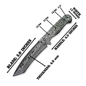Hercules Knives Custom Hand Forged Damascus Steel Blank Blade Tanto Hunting Knife Damascus Blade Billet Handmade Knife Making Supply (Ladder Pattern)