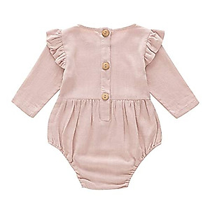 Simplee kids Baby Girls Linen Handmade Jumpsuit Summer Long Sleeve Jumpsuit Newborn Baby