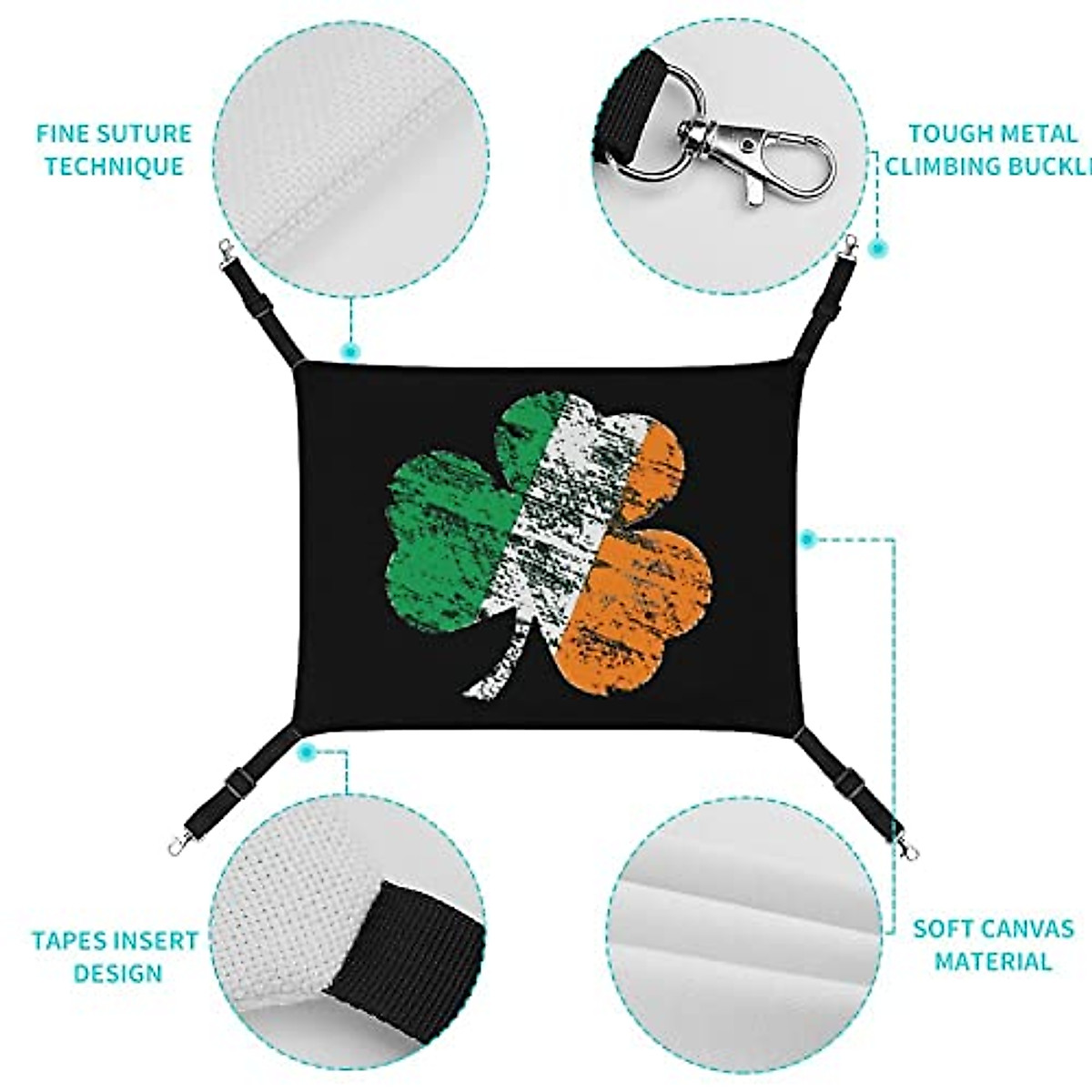 Irish Shamrock Pet Hammock Comfortable Adjustable Hanging Bed for Small Animals Dogs Cats Hamster
