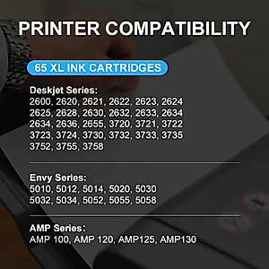 FACMS Remanufactured Ink Cartridges Replacement for HP 65XL 65 XL Ink Cartridge for Envy 5055 5052 5058 DeskJet 3755 2652 2655 3722 3723 3752 3758 3730 3720 3700 2622 2655 Printer (1 Black, 1 Color)