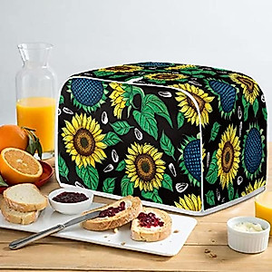 chaqlin Sunflower Print Toaster Cover 2 Slice Stain Resistant Bread Oven Cover Asethetic Toaster Dust Protection Accessories
