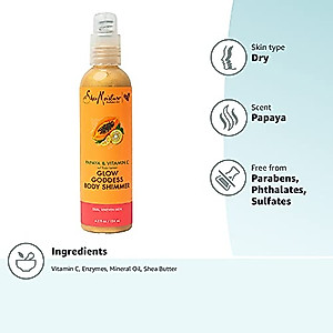 SheaMoisture Goddess Body Shimmer for Dry Skin, Dull Skin Papaya and Vitamin C Paraben Free Body Oil 4.2 oz