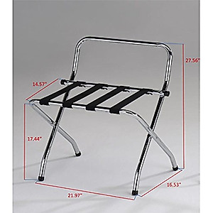 Kings Brand Furniture - Chrome / Black Metal Foldable High Back Luggage Rack