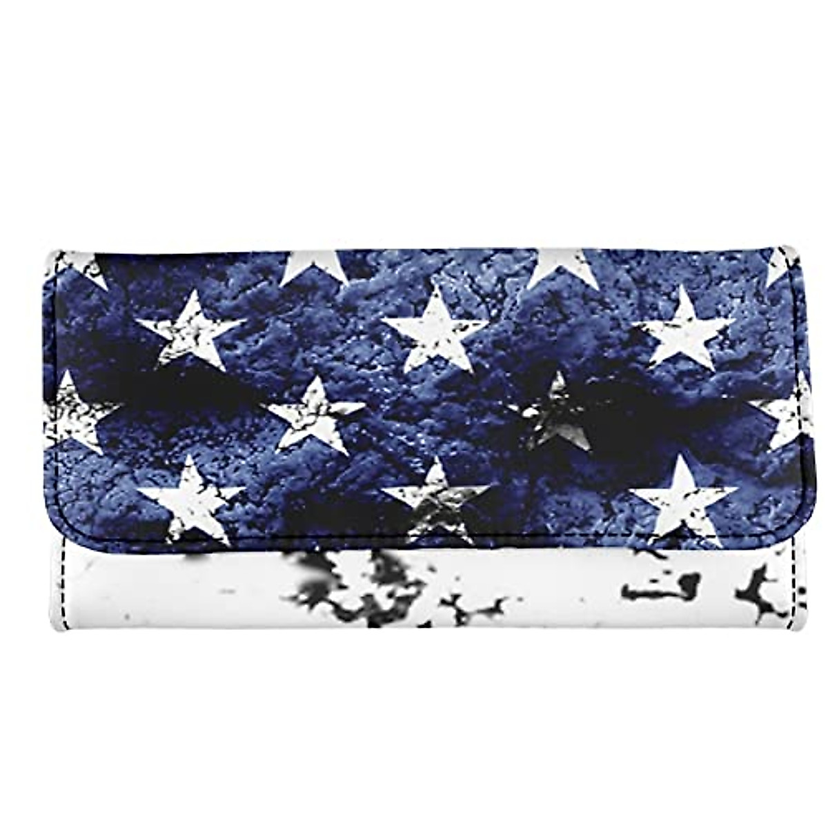 Howilath Womens Wallet Faux Leather Purse Credit Card Clutch, American Flag Pattern PU Leather Wallet Card Holder Organizer