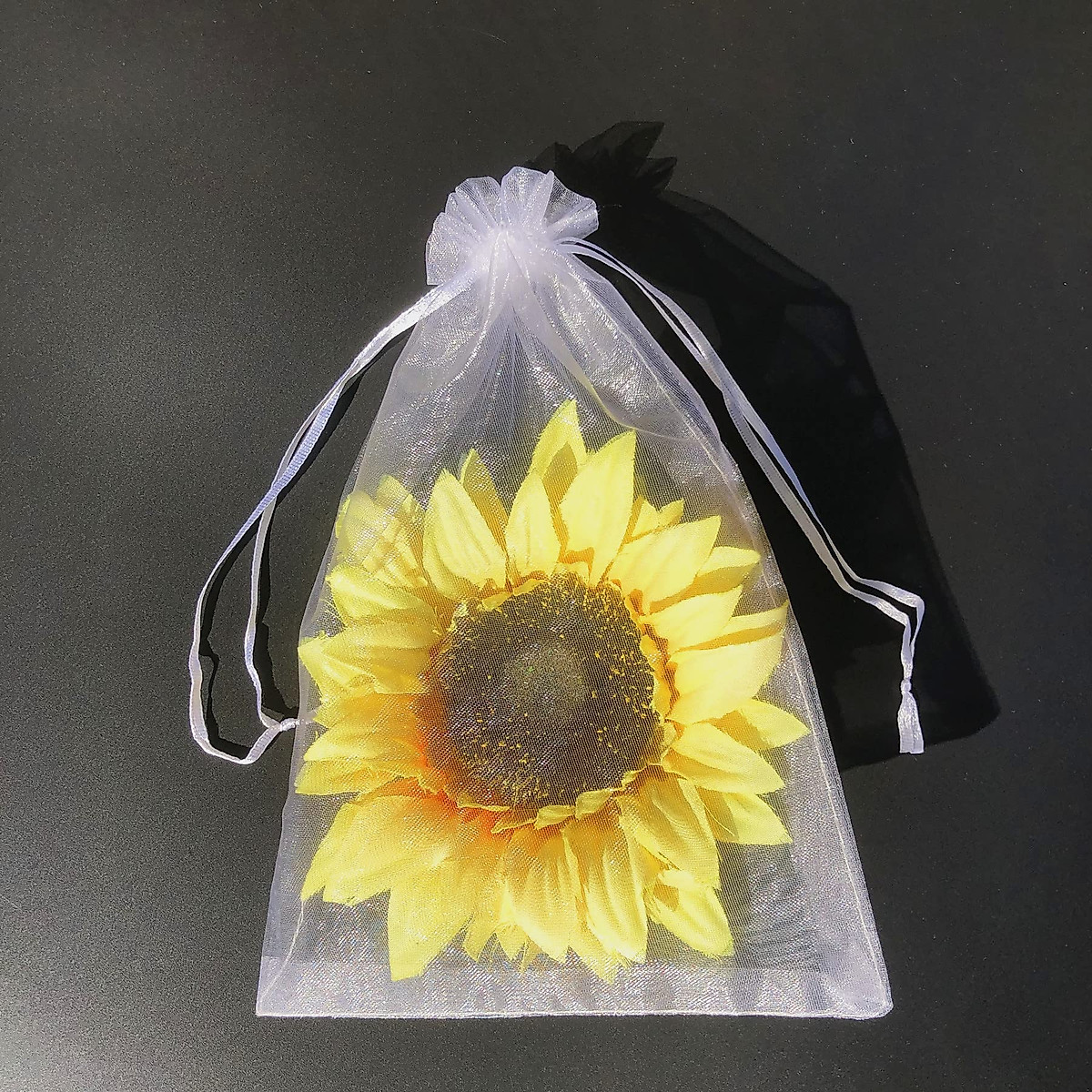 XINSHUNYI 50 pieces of 8X12 Inches White large Sheer Organza Bags, Party jewelry gift wedding bags with drawstrings, sachet jewelry, festivals, makeup (8x12 Inch (Pack 50), white)