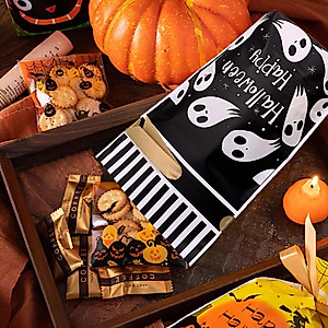 VIFOME 24 PCS Halloween Favor Bags Ghost Treat Bags Gift Bags Plastic Drawstring Bags Candy Goodies Bags Gift Wrapping Bags Halloween Party Decoration