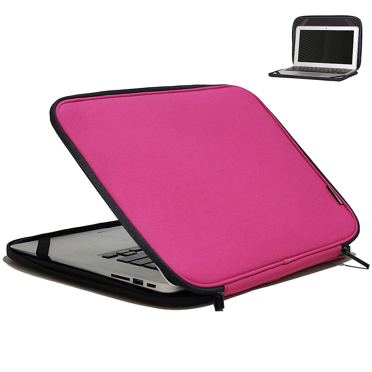 Inntzone Laptop Sleeve 13.3 Inch Foldable Slim Case Lightweight Bag Notebook Computer Carrying Flip Cover (Pink)