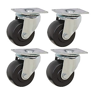 3" Caster Set of 4 | Heavy Duty Low Profile Swivel Casters | Polyolefin Wheels with Sealed Ball Bearings | 2,000lbs Capacity Per Set