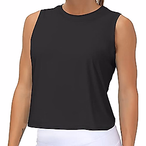 Ice Silk Workout Tops for Women Quick Dry Muscle Gym Running Shirts Sleeveless Flowy Yoga Tank Tops (Black, Small)