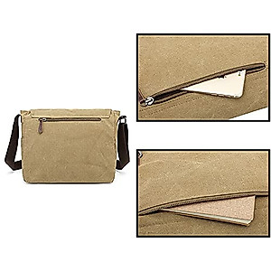 Sechunk Canvas Leather Messenger Bag Shoulder bag Cross body bag Crossbody 13 Inch Laptop Bag