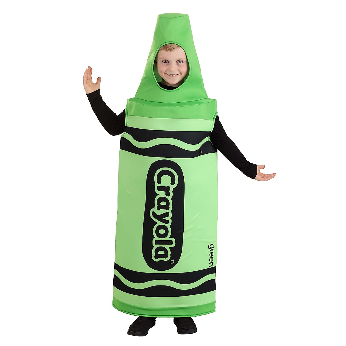 Green Crayola Crayon Kids Costume Pullover Tunic with Hood, Foam Backed