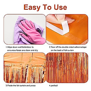 2 Pack 3.2 ft x 9.8 ft Orange Tinsel Curtain Party Backdrop Decorations, Metallic Foil Fringe Backdrop Door for Halloween, Christmas, Birthday Graduation Wedding Party Streamers Photo Backdrop.