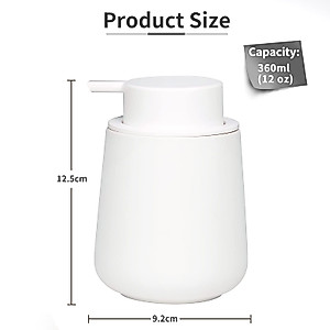 BosilunLife Foam Hand Soap Dispenser - 12 oz Bathroom Lotion Hand Pump Dispenser White Foaming Soap Dispenser Ceramic Dish Liquid Dispenser for Kitchen Hand Wash Dispenser (Rubber Paint)