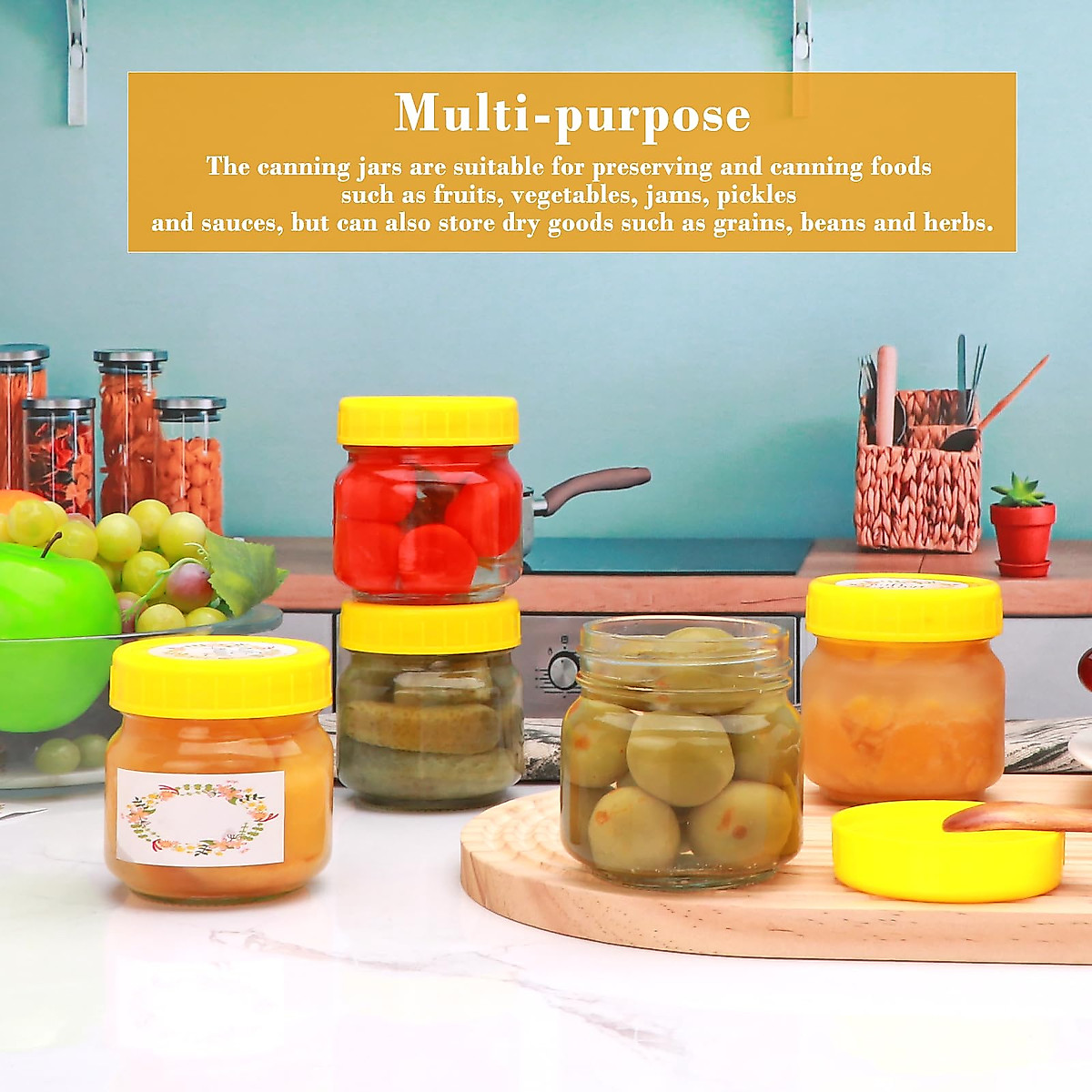 Salzesfalls 30 Pack 8oz Mason Jars with Lids,Half Pint Canning Jars,Small Glass Canning Jars,Samll Mason Jars for Jam, Honey,Candy,Spice