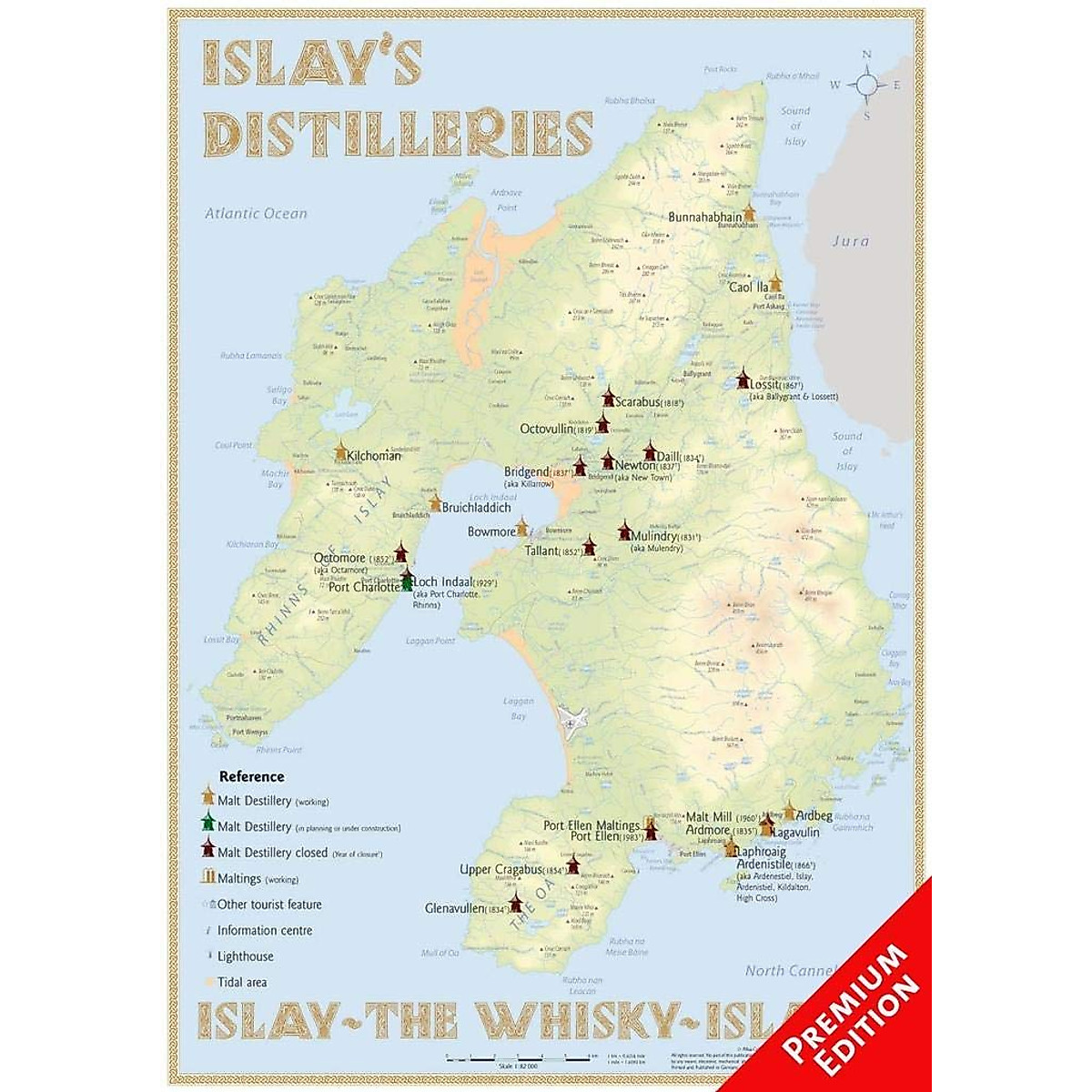 Whisky Distilleries Islay - Poster 42x60cm - Premium Edition