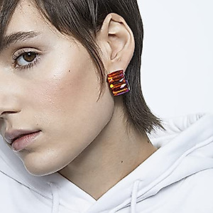 SWAROVSKI Curiosa Hoop Earrings, Rose Gold Tone Finish, Pink Crystals