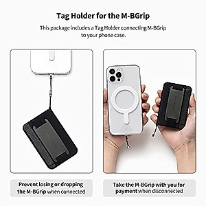 3 in 1 Magnetic Card Holder, Sinjimoru Magnetic Wallet for MagSafe as Cell Phone Wallet Stick On with Phone Grip Holder & Mobile Phone Kickstand iPhone 15 14 13 12 Series. M-BGrip Black