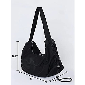 Large Capacity Nylon Shoulder Bag for Women and Men Vintage Solid Soft Tote Shoulder Bag Harajuku Streetwear
