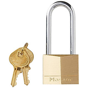 Lifetime 60040 Deck Box, 130 Gallon, Desert Sand & Master Lock 140DLH Padlock, 1 Pack, Bronze/Silver