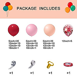 Valentines Day Balloon Garland Arch Kit 132PCS Red Balloons Pastel Pink Orange Balloons Red Confetti Balloons for Valentines Day Wedding Bridal Shower Bachelorette Anniversary Party Decorations