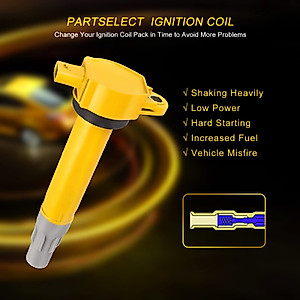 Partselect 6PCS Ignition Coil Pack UF502 4606869AA 4606869AB UF-502 Replacement for 2006-2010 Chrysler 300 Town & Country Sebring Dodge Magnum Charger Nitro Avenger Challenger 2.7L 3.5L 4.0L V6