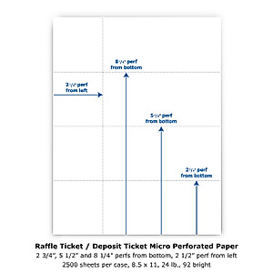 DocuGard Perforated Paper for Deposit Tickets, Raffle Tickets, and More, Tear-Away Stubs, 8.5 x 11, 24 lb, 4 Perfs, 500 Sheets, White (04289) (Pack of 5)