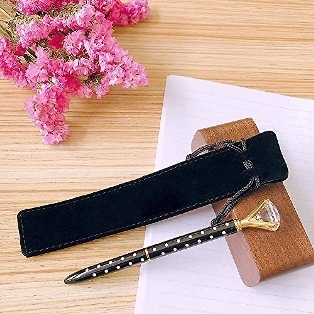 7pcs Diamond Ballpoint Pens with BONUS 7pcs Ballpoint Pen Refills and Black Velvet Bags, Big Crystal Diamond Pen, Beatiful Bling Metal Ballpoint Pen for Women,Co-workers,Kids,Girls.