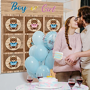 OurWarm Gender Reveal Games - Tic Tac Toe Board Game, Rustic Wooden Gender Reveal Games for He or She Sign Gender Reveal Ideas for Party Supplies, Baby Shower Gender Reveal Decorations