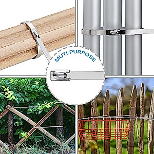 TEVADO 100PCS Metal Cable Zip Ties Heavy Duty 11.8 Inch, Premium Stainless Steel Zip Ties Exhaust Wrap with 198LBS Tensile Strength, Multi-Purpose Self-Locking Metal Wrap Ties for Indoor and Outdoor