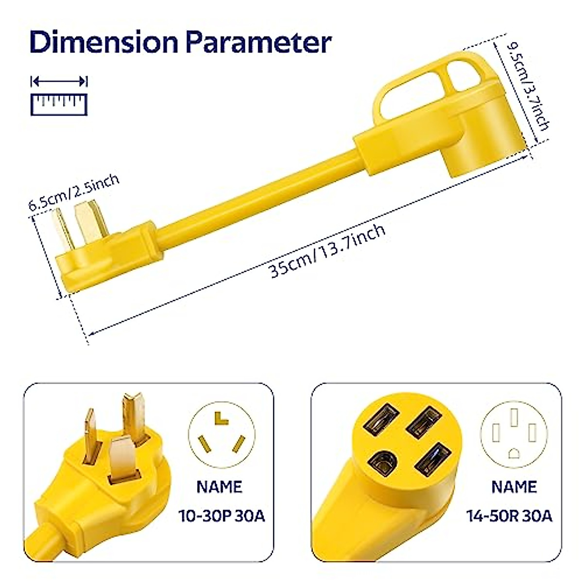 NEMA 10-30P to 14-50R EV Charger Adapter, BOEASTER 30A Dryer Plug to 50A 14-50 EV Conversion Adapter for Level 2 EV Charging and Tesla