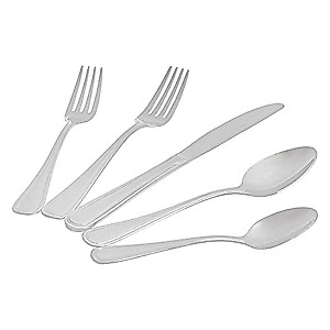 Amazon Basics 20-Piece Stainless Steel Crown Flatware Set, Service for 4, Silver